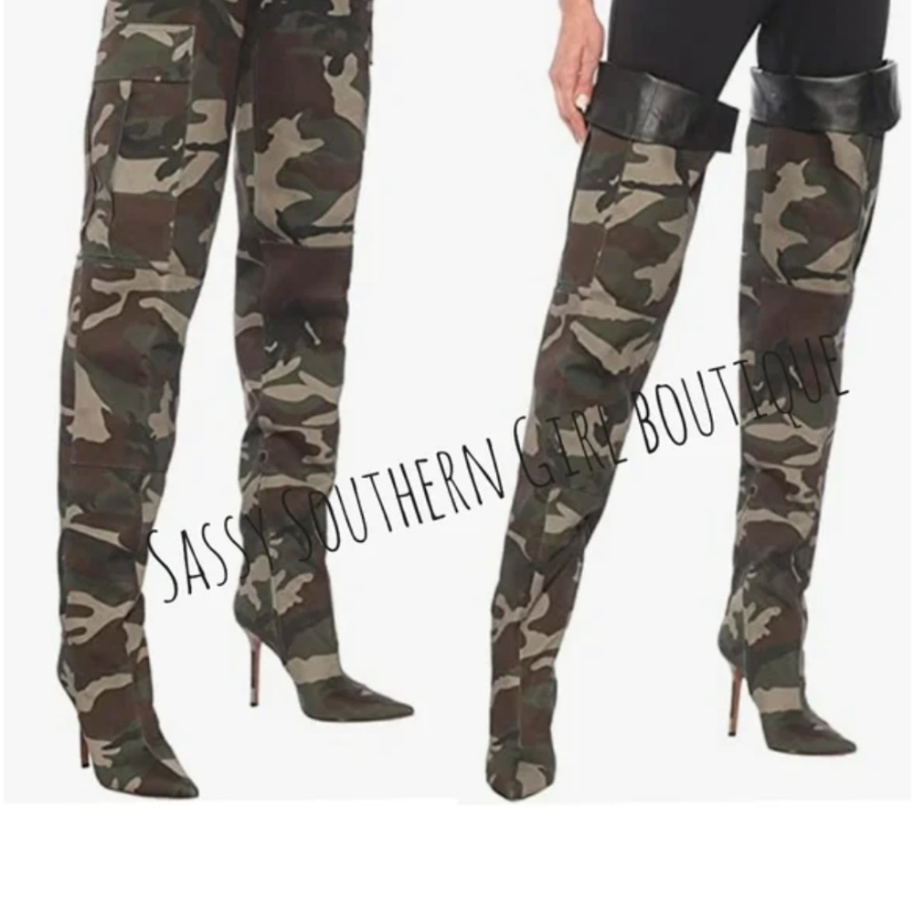 Camo Thigh High Boots - Gem